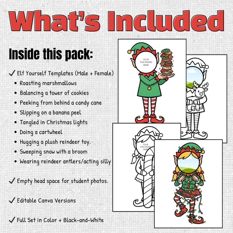 Elf Yourself Christmas Craft – Editable Photo Templates (digital ...