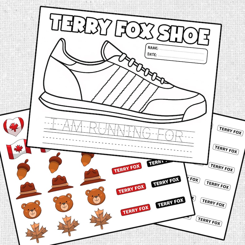 Terry Fox Shoe Template Design Activity Coloring Page Art Project for ...