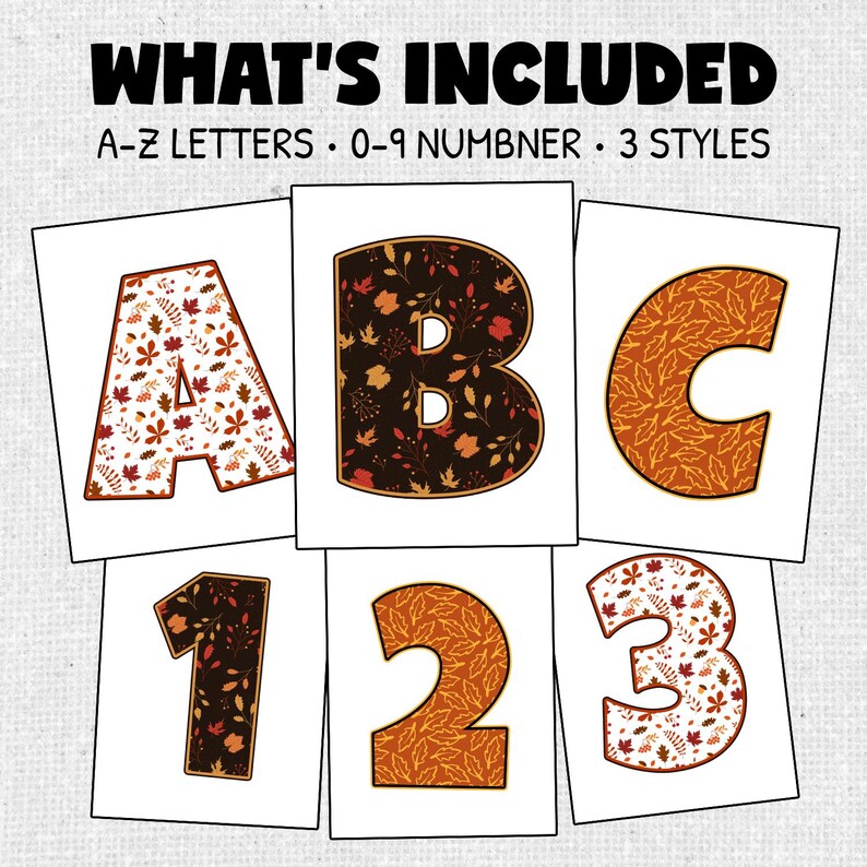 Fall Leaves Bulletin Board Letters & Numbers: Printable Autumn Decor ...