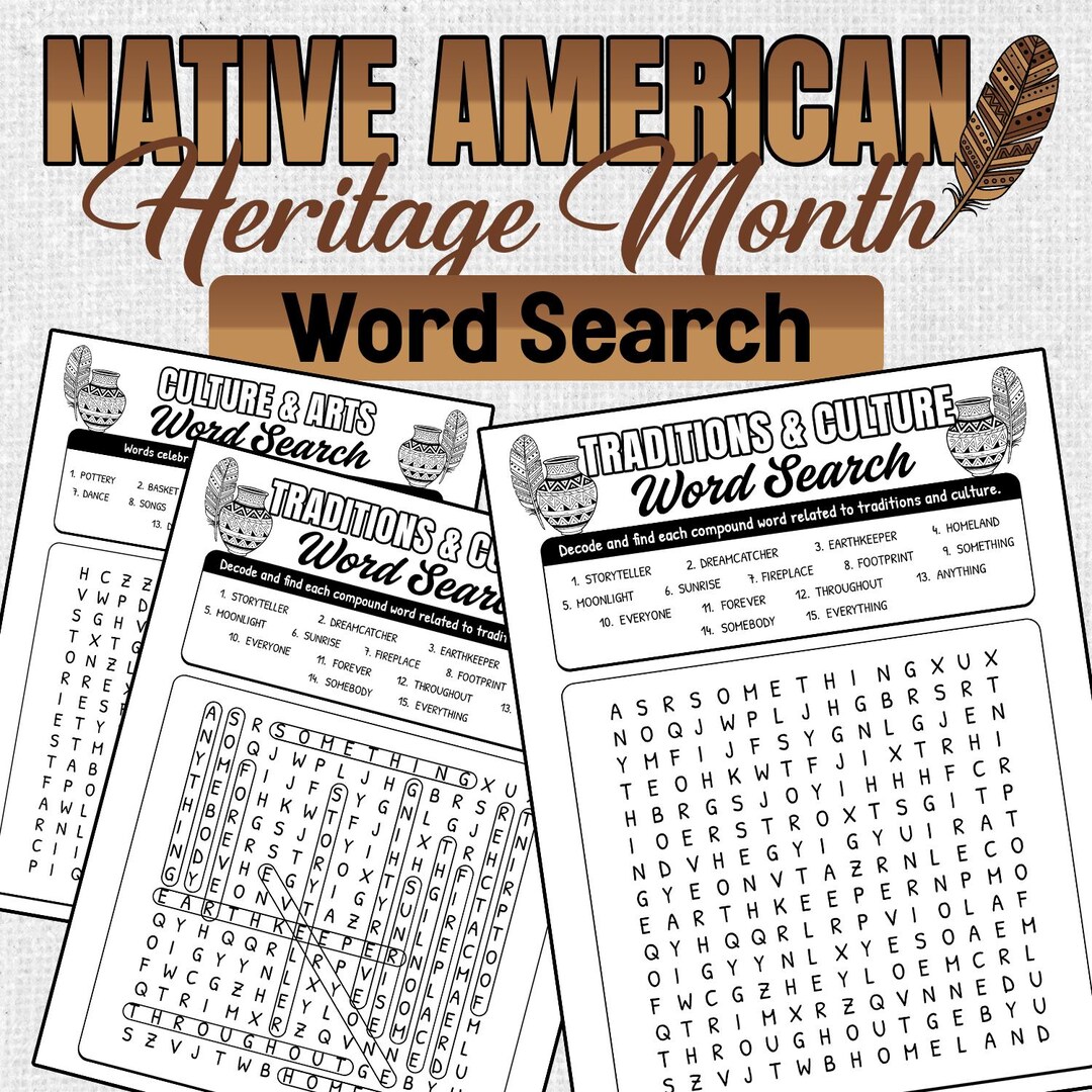 Native American Heritage Word Search Pack – Culture & Tradition ...