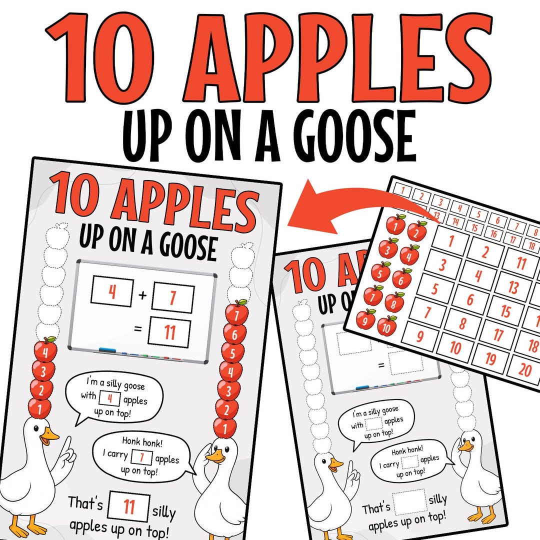 Ten Apples up on Top Math Worksheets: Silly Goose Addition Activity ...