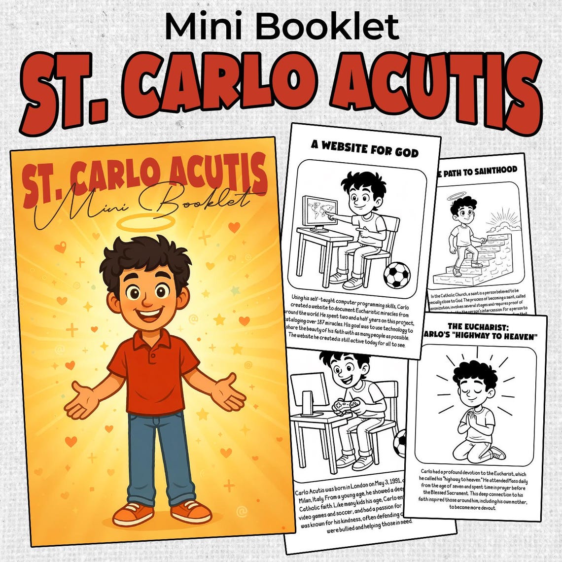 St. Carlo Acutis Mini Booklet, Catholic Comprehension Passages ...