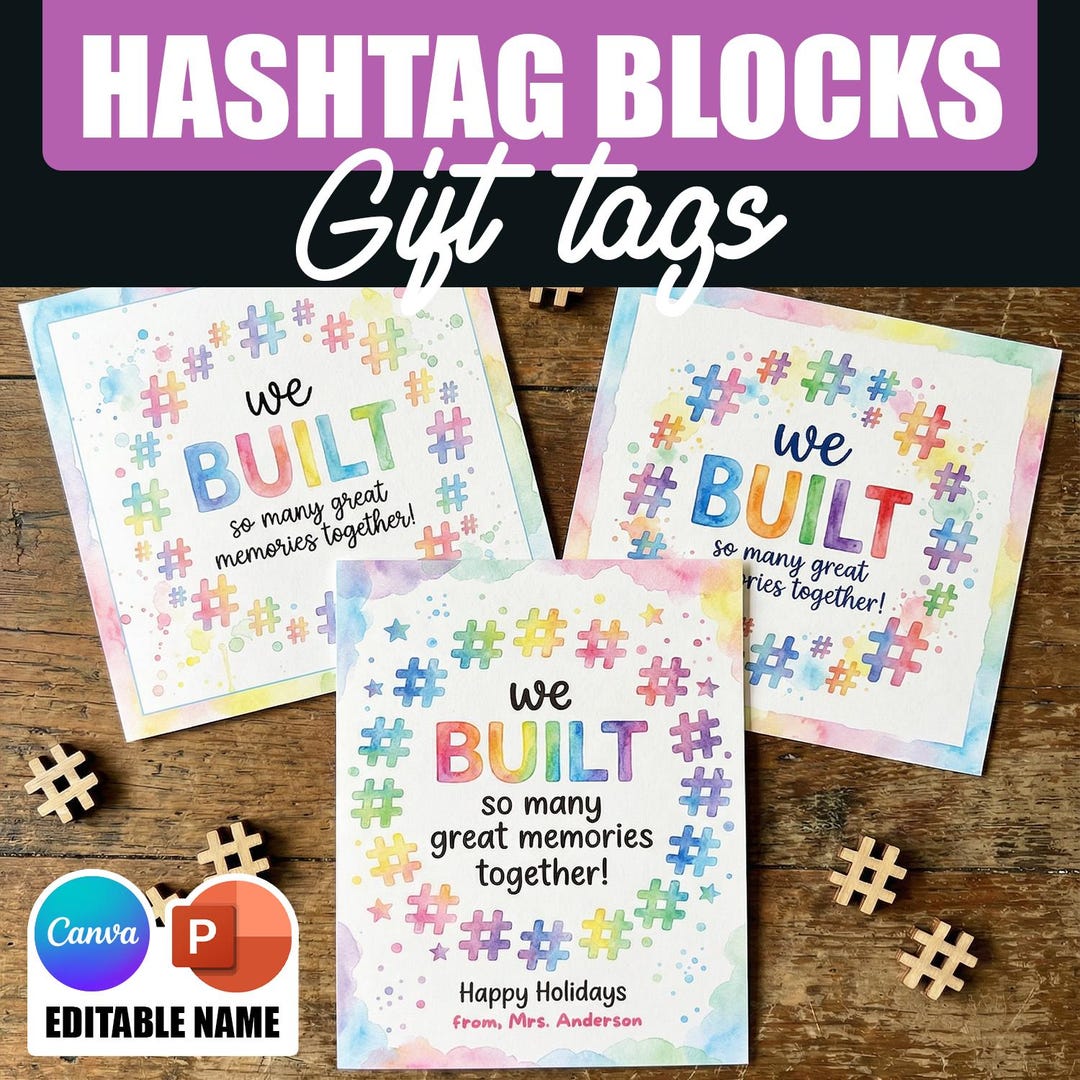 Hashtag Blocks Gift Tag | Gift Tags From Teacher to Student | Name ...