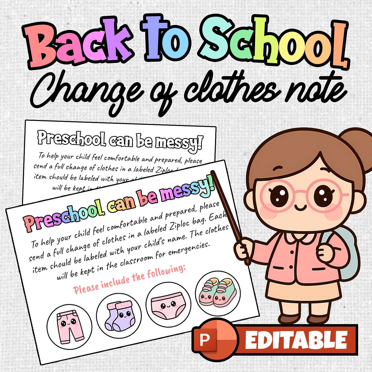 Editable Change of Clothes Note: Back to School Parent Letter (PDF ...