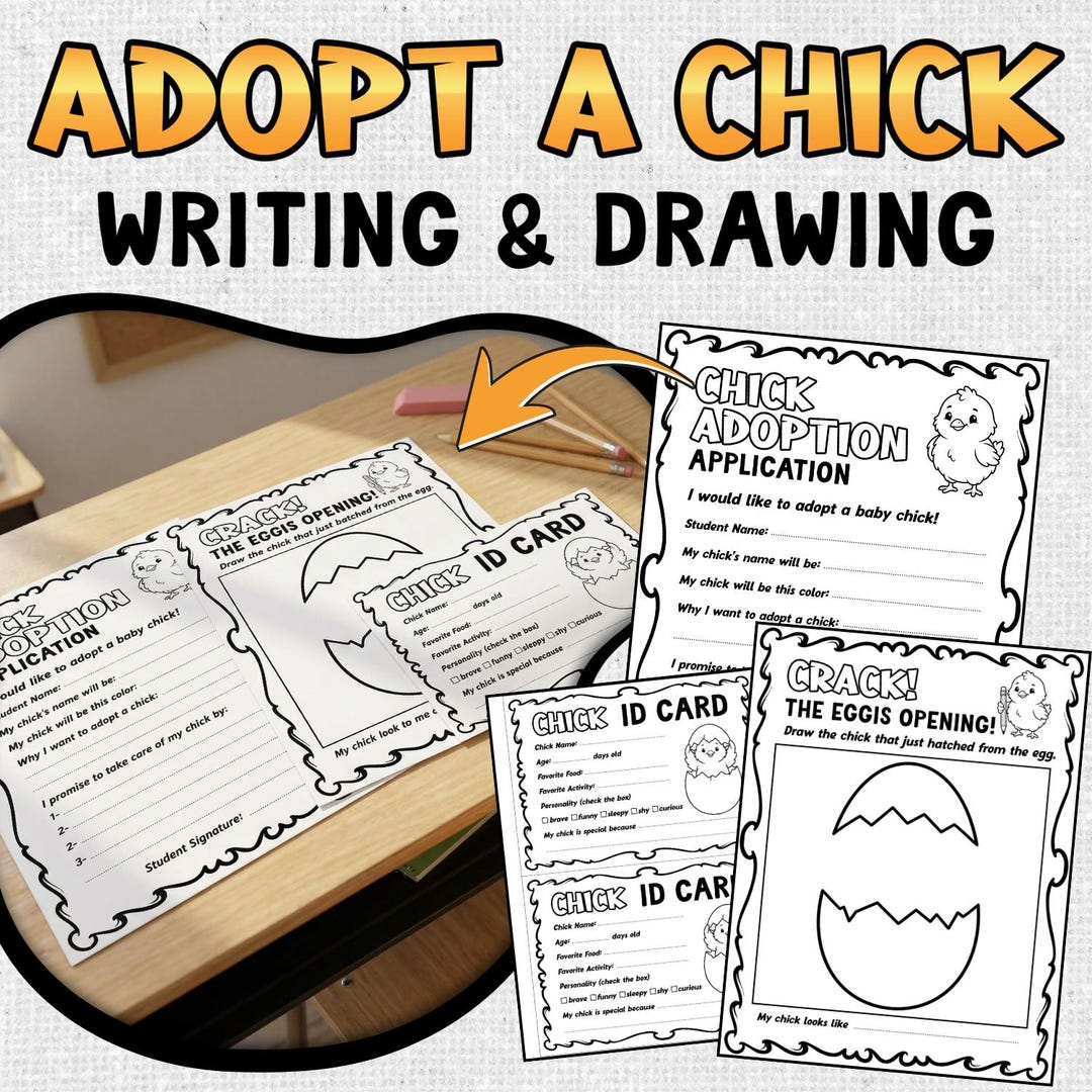 Adopt a Chick Directed Drawing and Writing Template | Chick Adoption ...