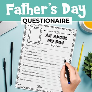 Father’s Day Questionnaire Writing Pages | All About My Dad, Grandpa ...