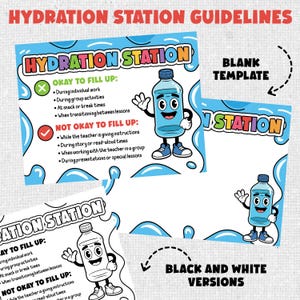 Classroom Hydration Station Poster Set: Water Bottle Labels ...