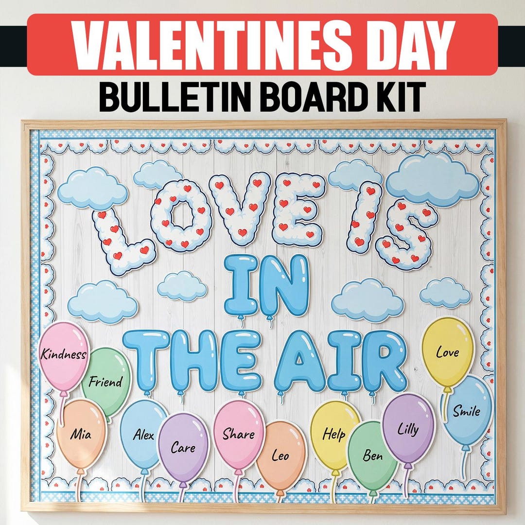 Love is in the Air Valentines Day Bulletin Board Kit February Holiday ...