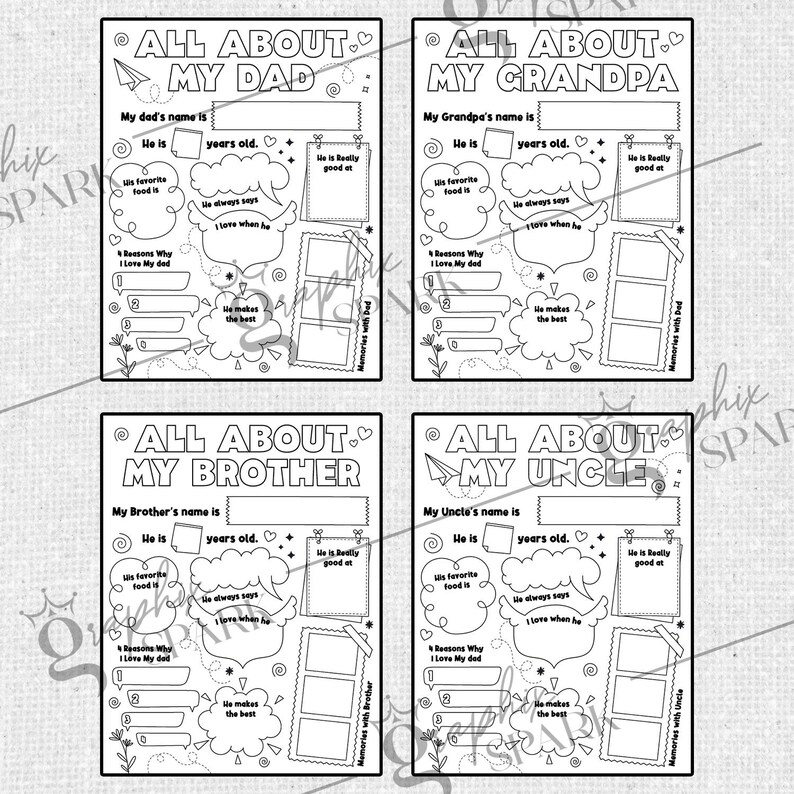 Father’s Day Questionnaire Printables | All About My Dad, Grandpa ...
