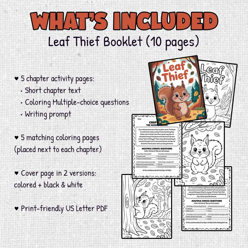 The Leaf Thief Activities | Comprehension Passages Questions | Coloring ...