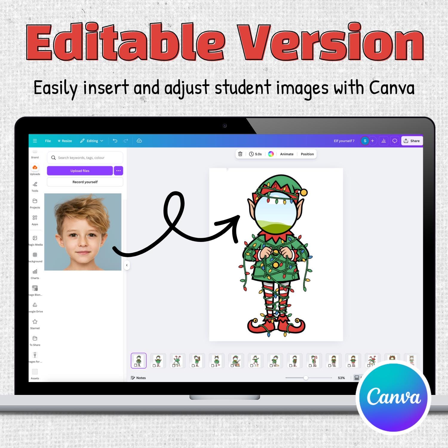 Elf Yourself Christmas Craft – Editable Photo Templates (digital ...