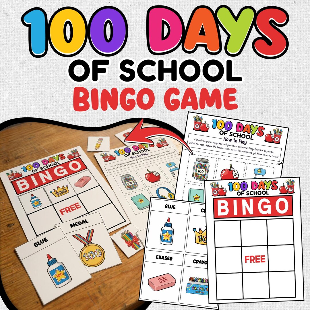 100th Day of School Bingo Game | 100 Days of School Activities | Bingo ...