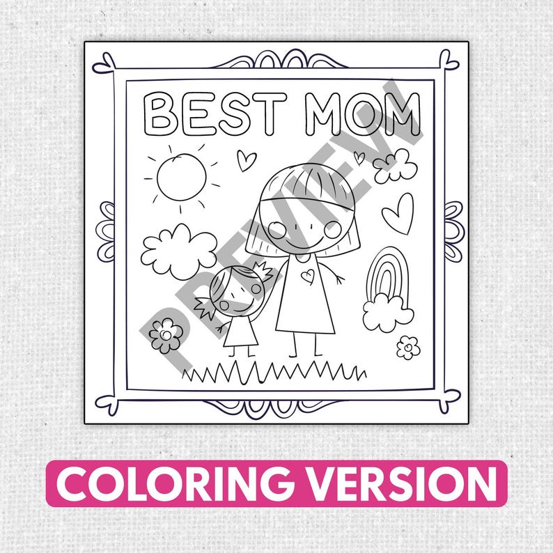 Mother's Day Tile Coaster Craft - Coloring Templates | Mother's Day ...