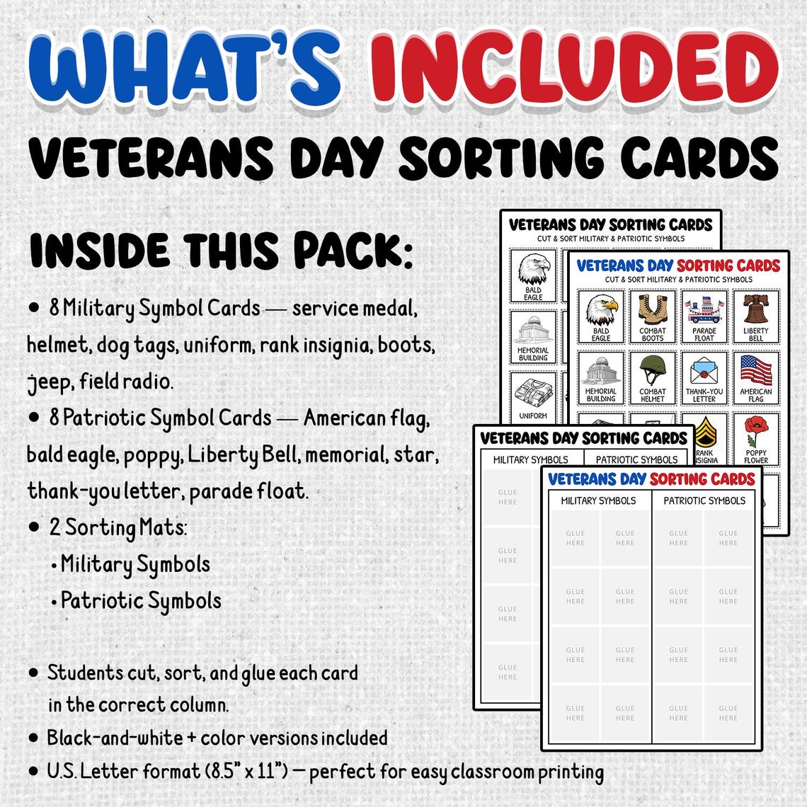 Veterans Day Sorting Cards – Military Vs Patriotic Sorting Activities ...