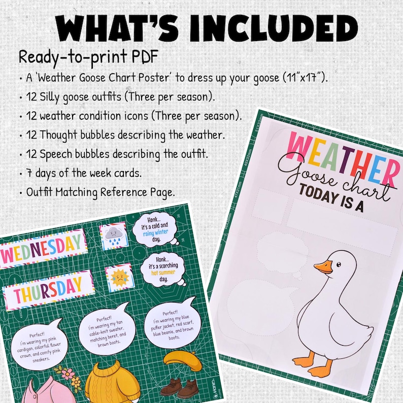 Weather Goose Chart: Dress-up Class Pet Bulletin Board (PDF Download ...