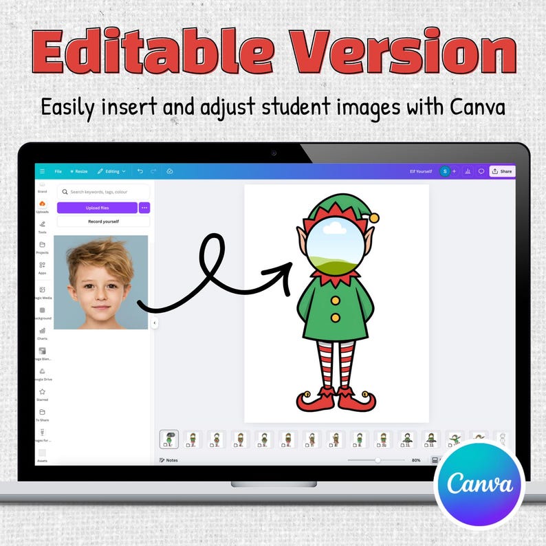 Elf Yourself Christmas Craft Template – Editable Printable Activity - Etsy