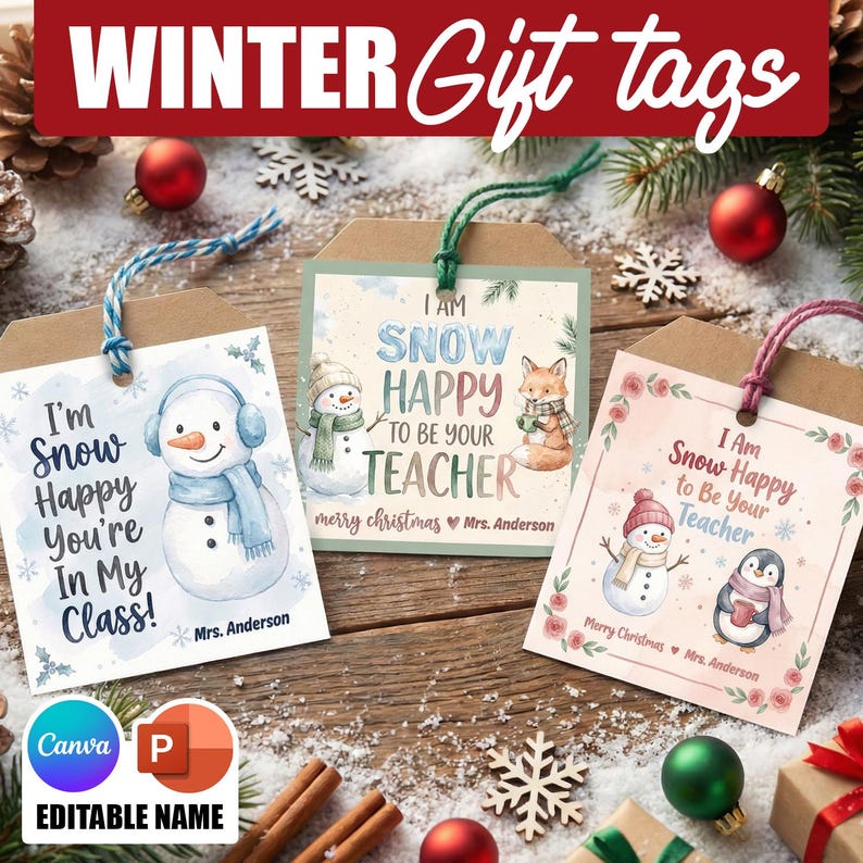 Winter Gift Tags Editable Cards - Christmas Gift Tags From Teacher to ...