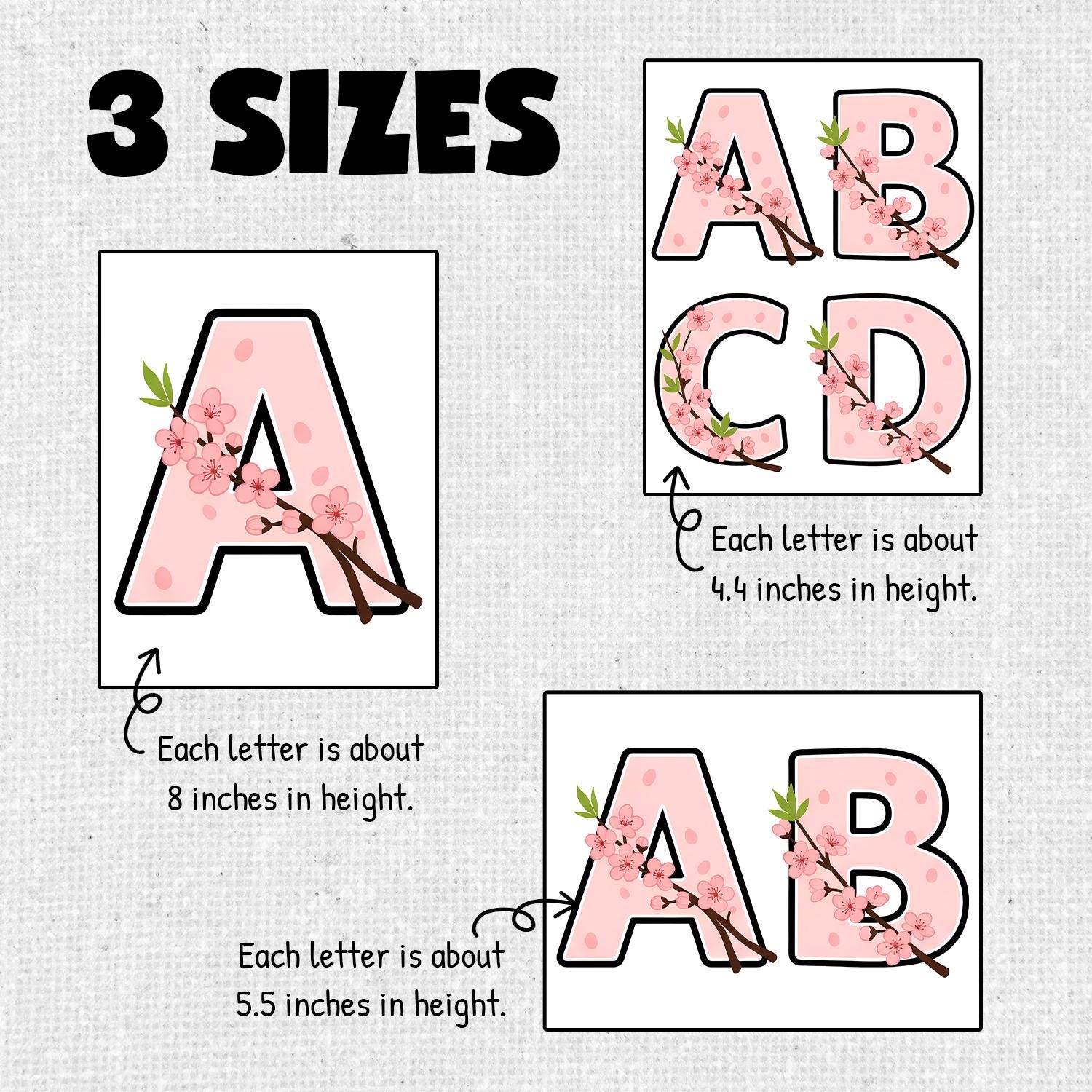 Spring Bulletin Board Letters and Numbers | Cherry Blossom Spring Door ...