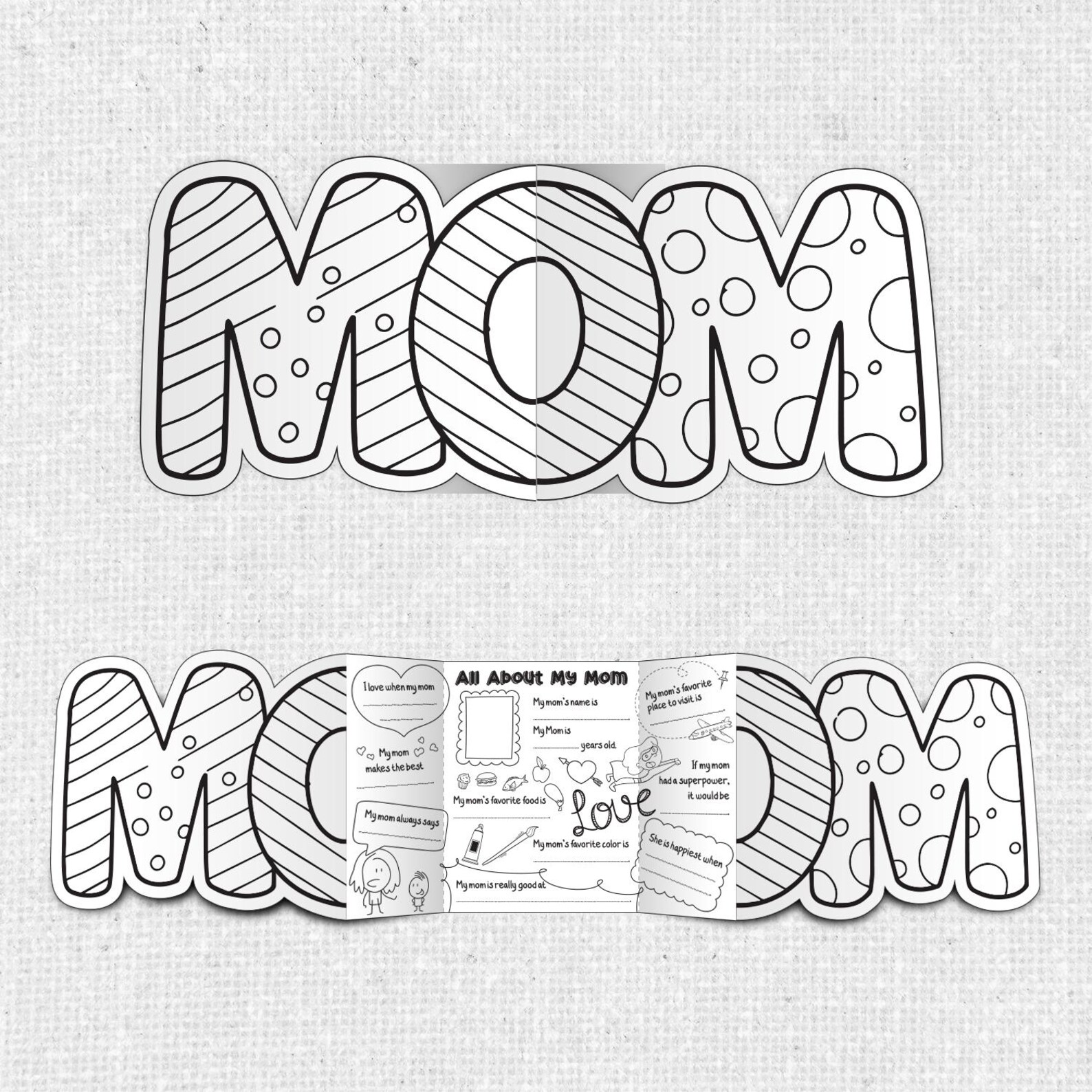 Mother's Day Questionnaire: "all About Mom" Letter Foldable Gift Craft ...