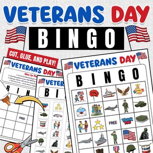 Veterans Day Bingo Game – Boards With Patriotic Vocabulary & Picture ...