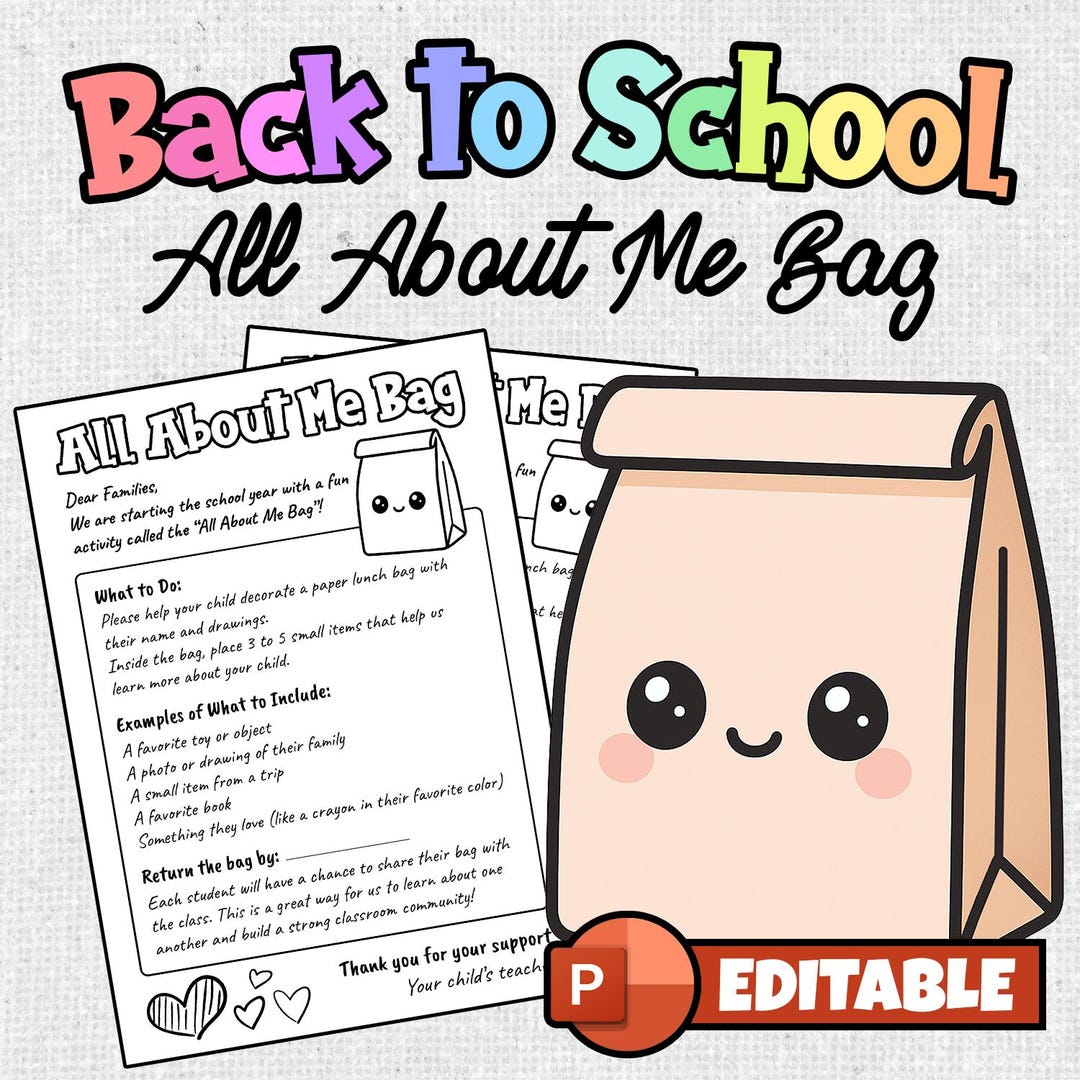 All About Me Bag Activity | Editable Back to School Ice Breaker for ...