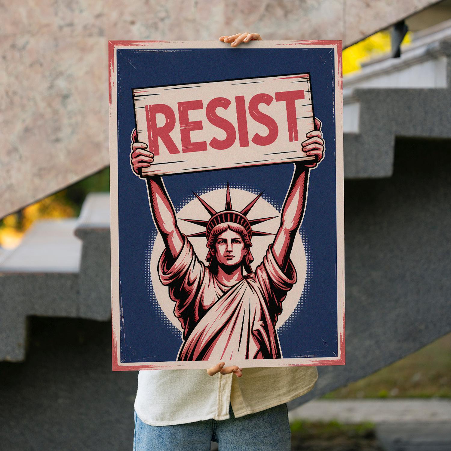 Resist Injustice Statue of Liberty Protest Sign: Anti-trump Art ...
