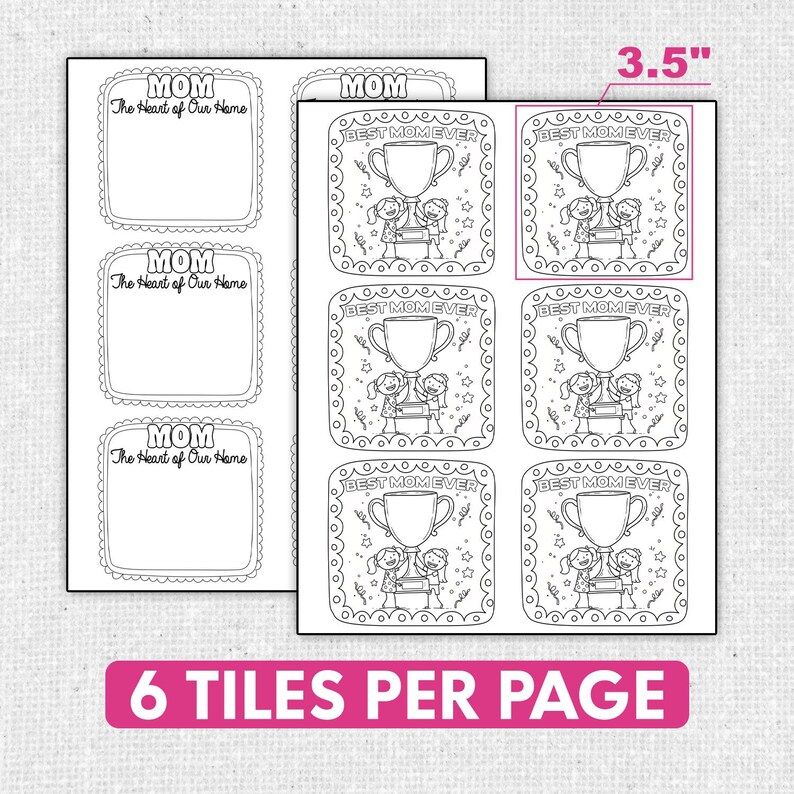 Mother's Day Tile Coaster Craft Coloring Pages - Mother's Day Gift ...