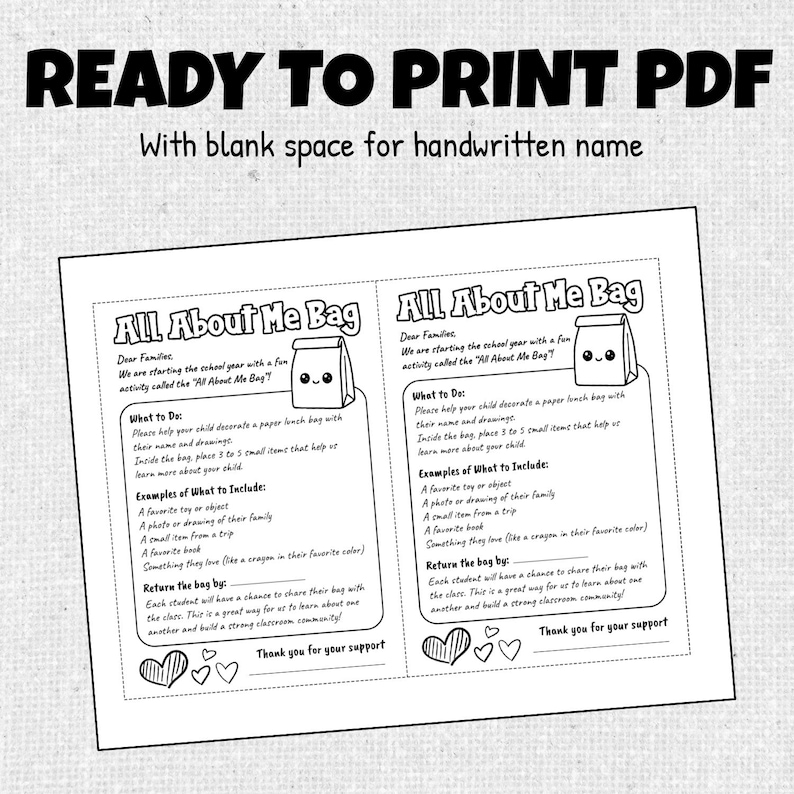 All About Me Bag Activity | Editable Back to School Ice Breaker for ...