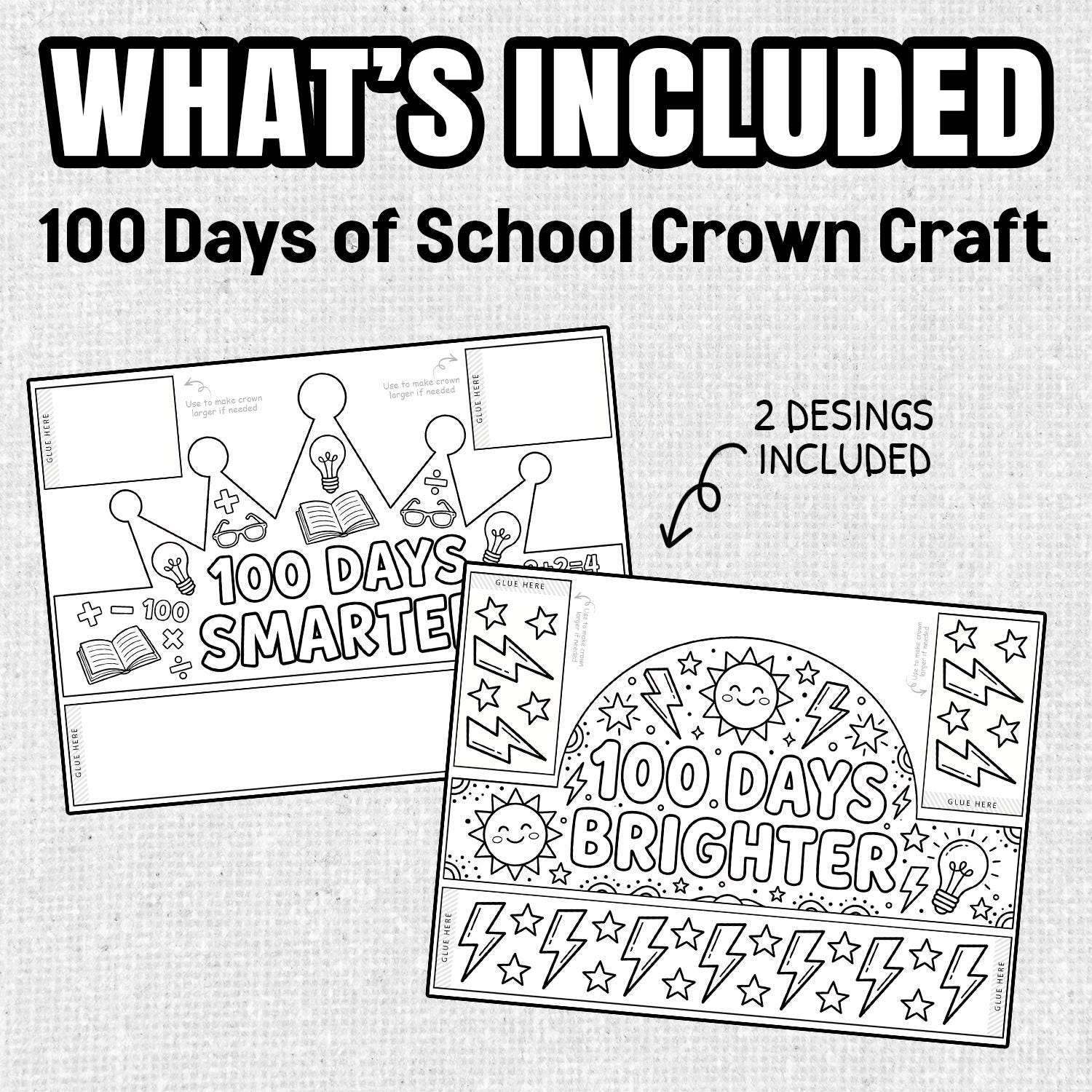 100th Day of School Crown Craft Coloring Activities, 100 Days Smarter ...