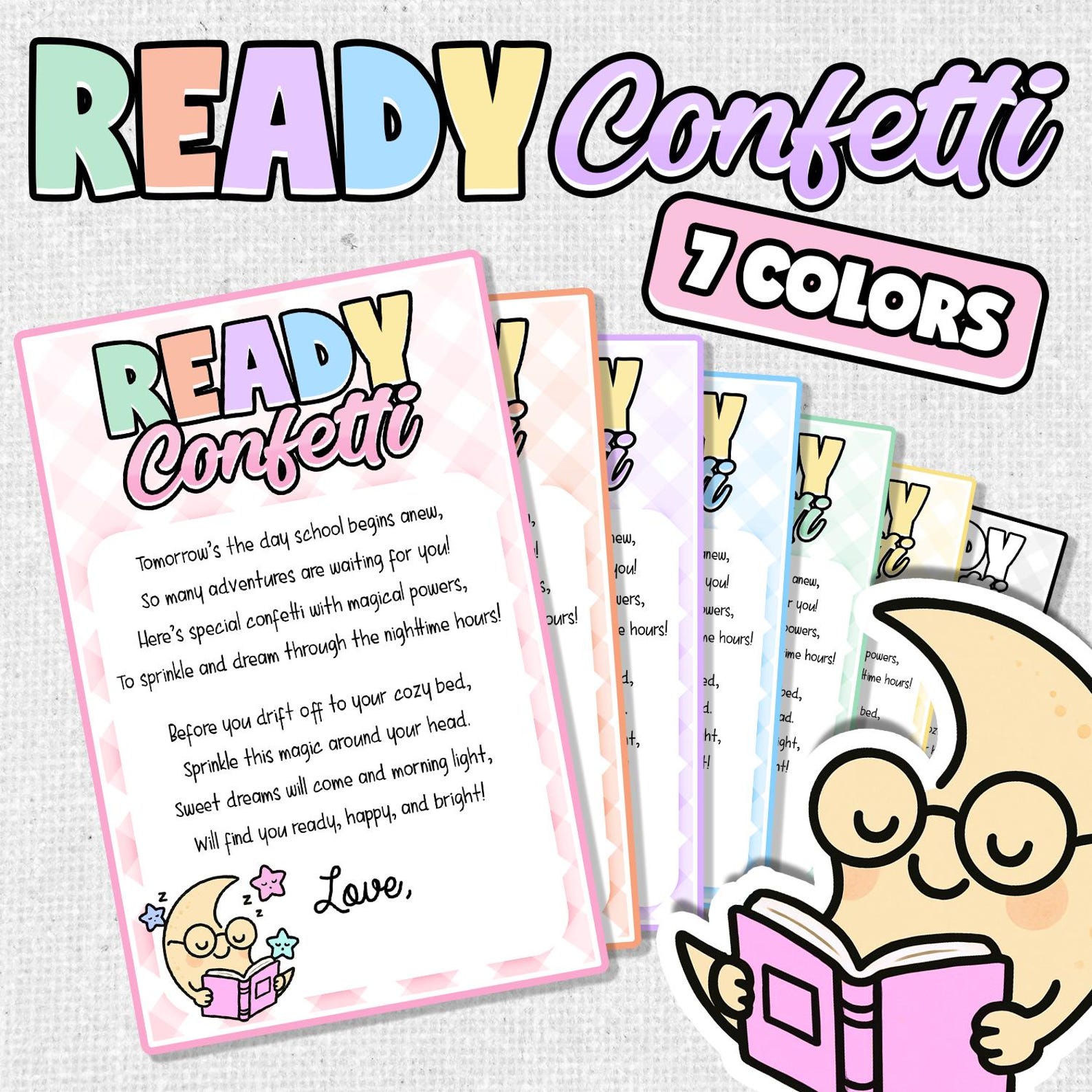Ready Confetti Poem Tag: Back to School Jitter Glitter Gift (PDF ...