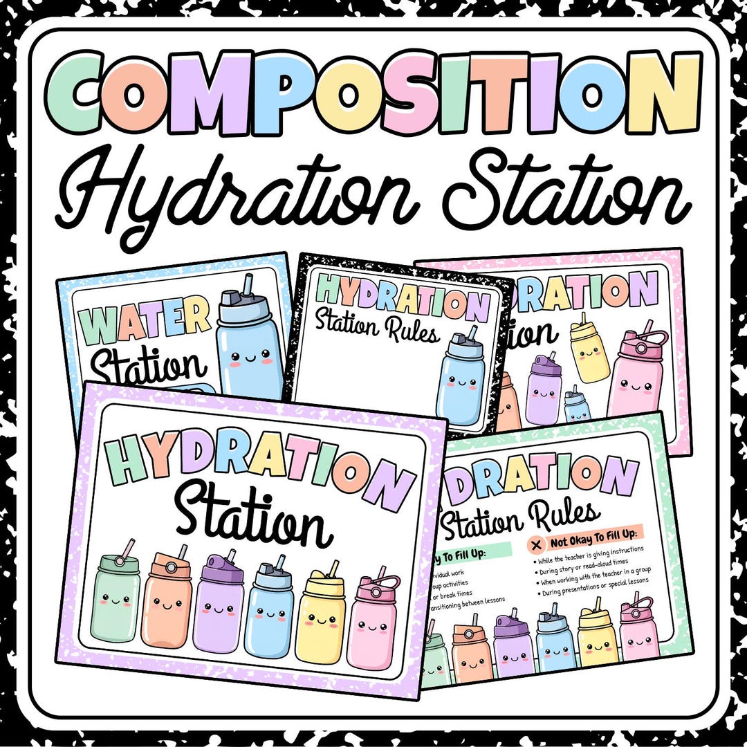 Hydration Station Signs, Rules & Numbers | Composition Notebook ...