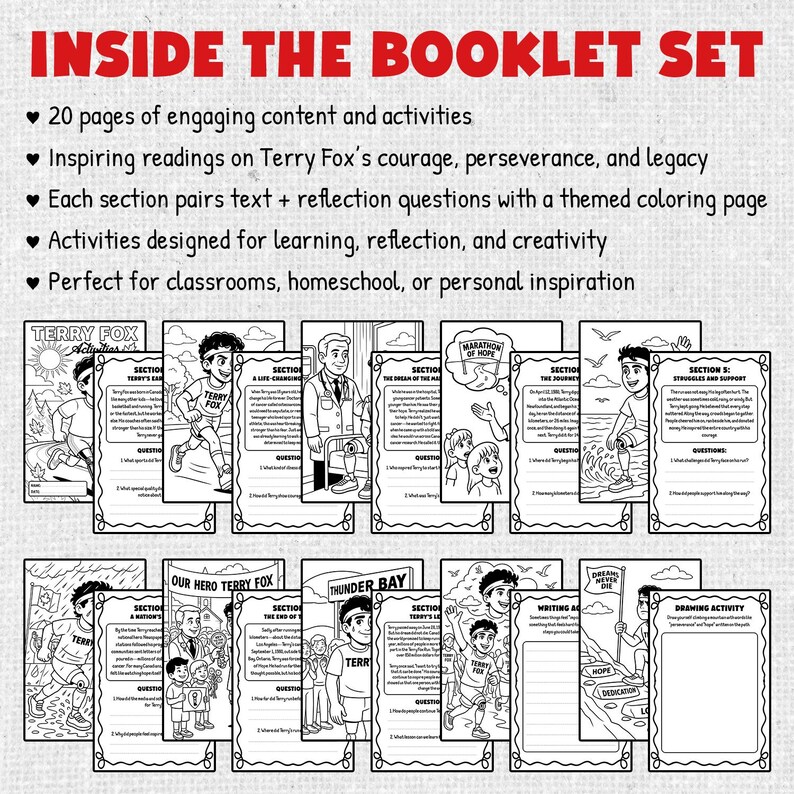 Terry Fox Activity Reading Comprehension Passages and Questions ...