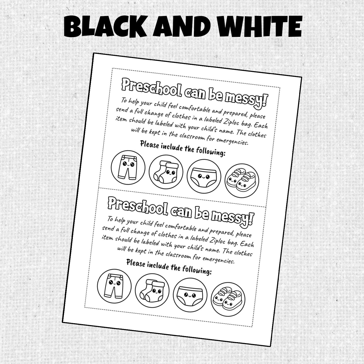 Editable Change of Clothes Note: Back to School Parent Letter (PDF ...