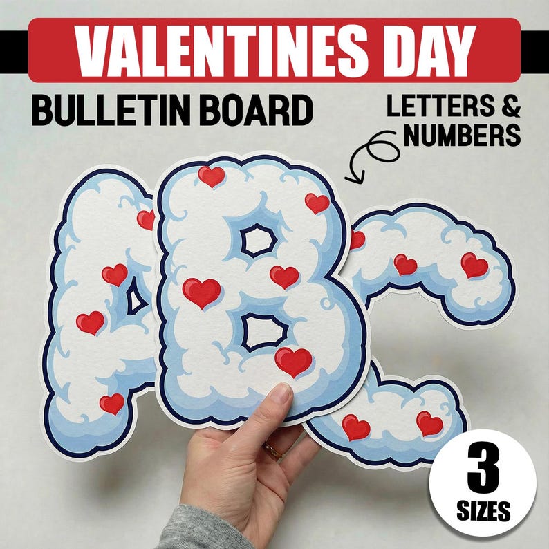 Valentine's Day Bulletin Board Letters Clouds Holiday Door Decorations ...