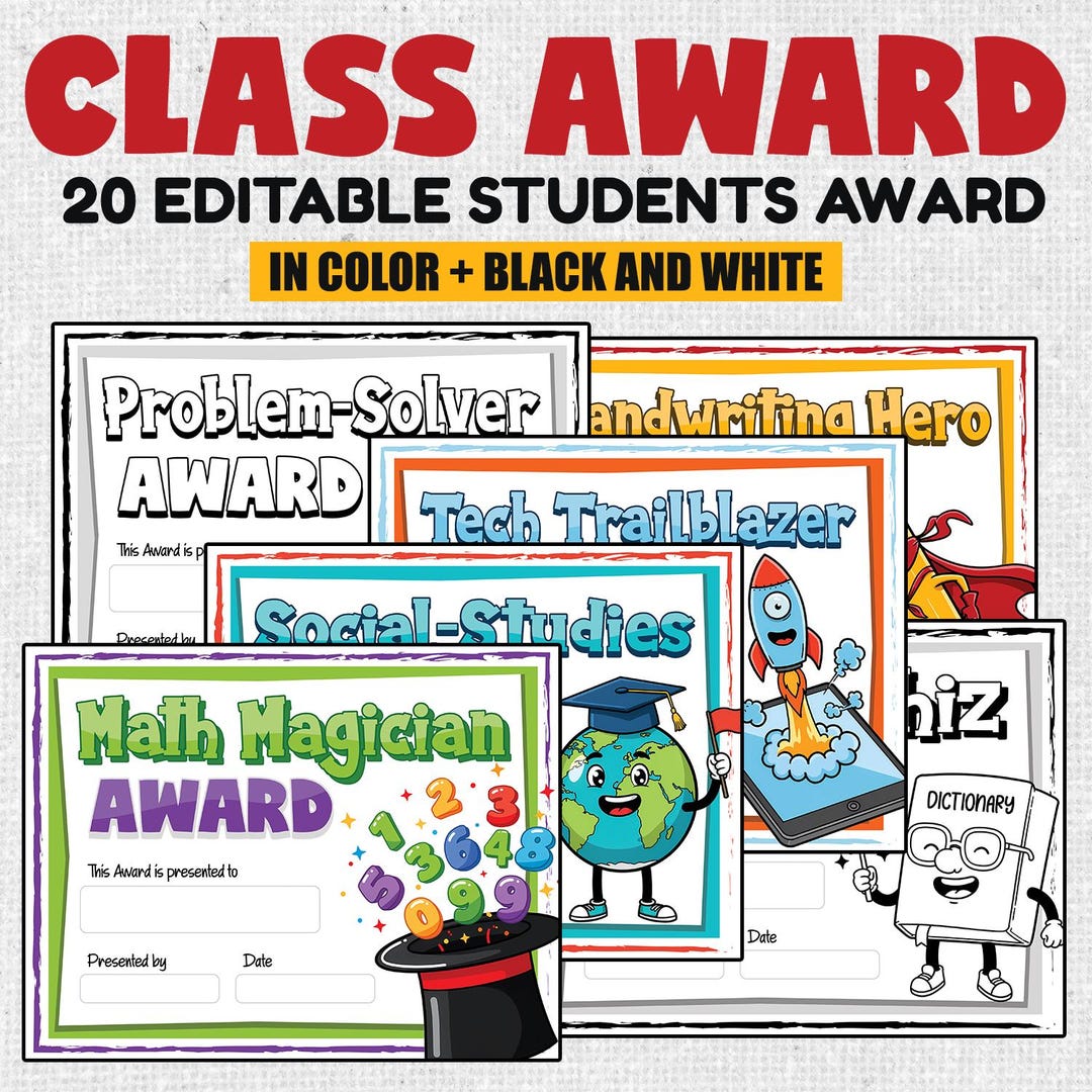 Class Superlatives & End-of-year Awards | Editable Student Certificates ...