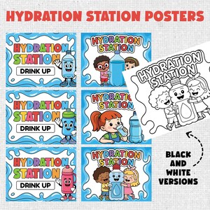 Classroom Hydration Station Poster Set: Water Bottle Labels ...