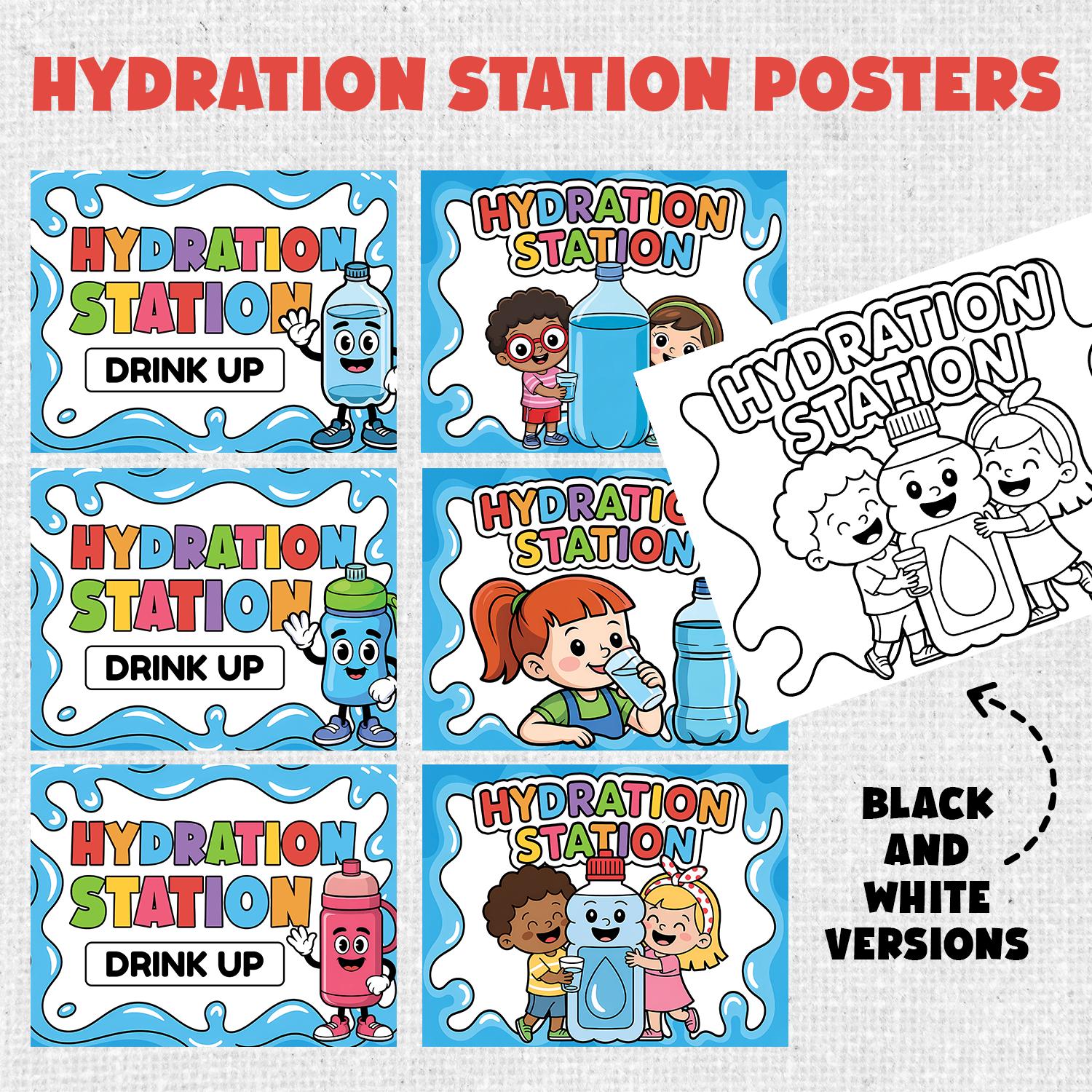 Classroom Hydration Station Poster Set: Water Bottle Labels ...