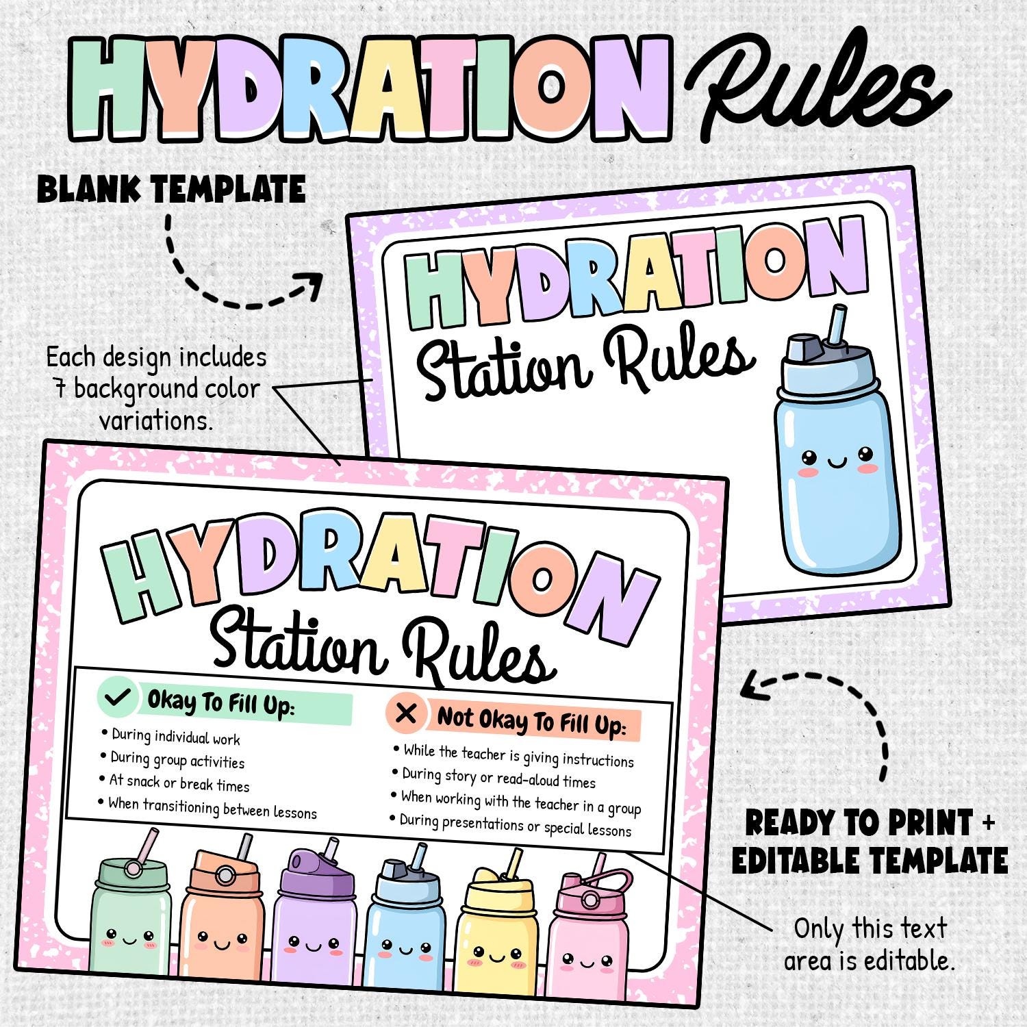 Hydration Station Signs, Rules & Numbers | Composition Notebook ...