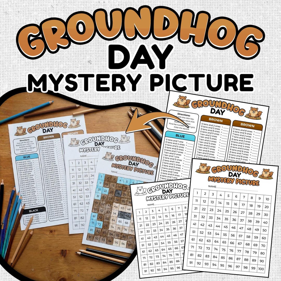 Groundhog Day Math Mystery Picture – Hundreds Chart Worksheet - Etsy