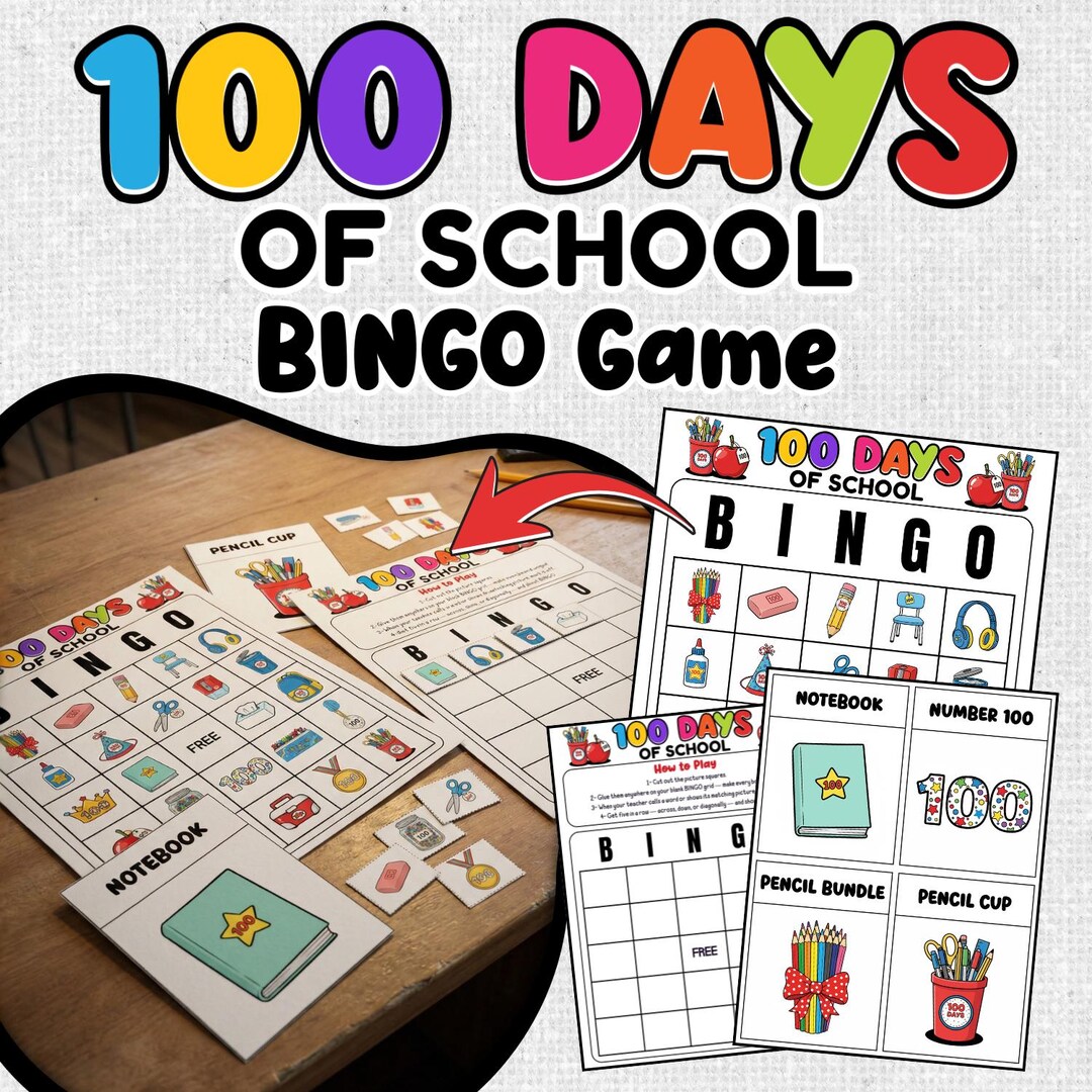 100th Day of School Bingo Game, Classroom Activity (PDF Download) - Etsy
