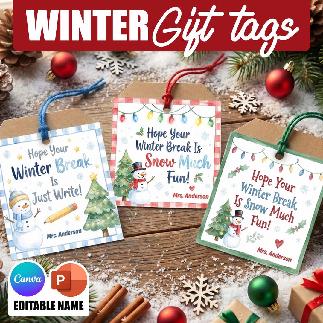 Winter Gift Tags | Holiday Cards | Christmas Gift Tags From Teacher to ...