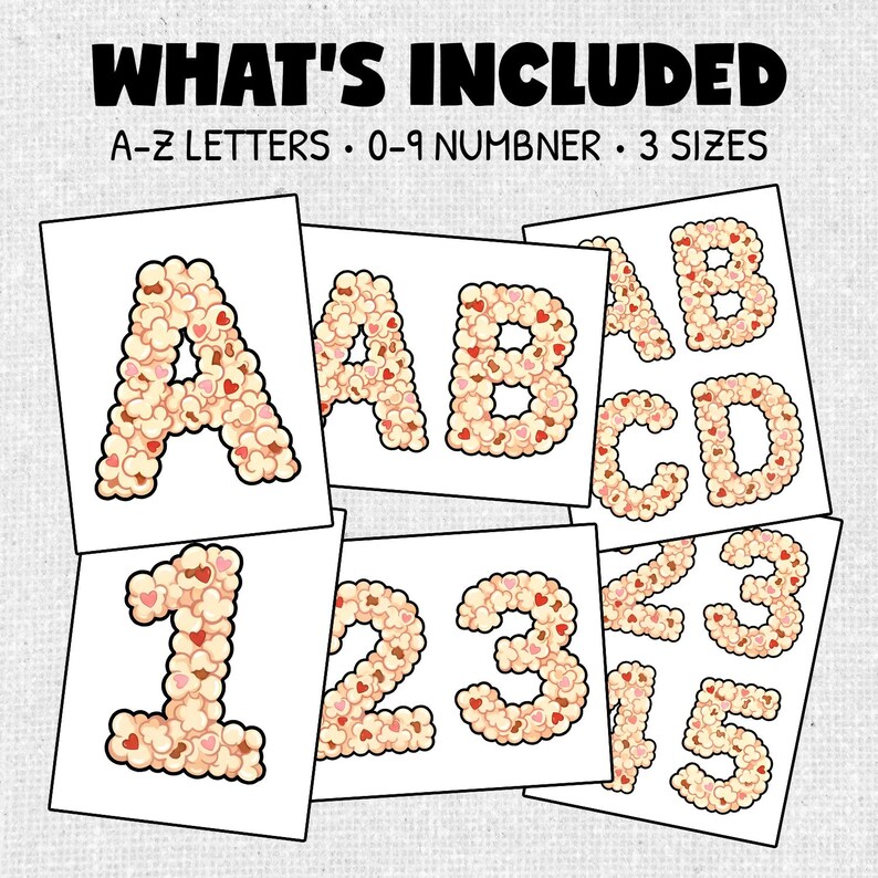 Valentine's Day Bulletin Board Letters | Popcorn & Hearts (digital ...