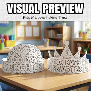100th Day of School Crown Craft Coloring Activities, 100 Days Smarter ...