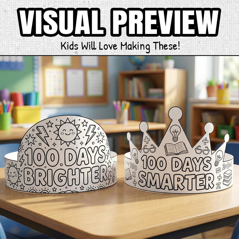 100th Day of School Crown Craft Coloring Activities, 100 Days Smarter ...