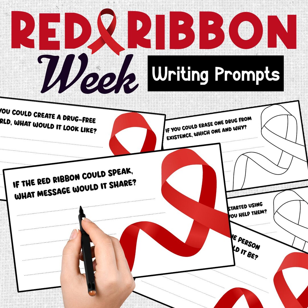 Red Ribbon Week 2025 Writing Prompts Cards – Drug Prevention Activities ...