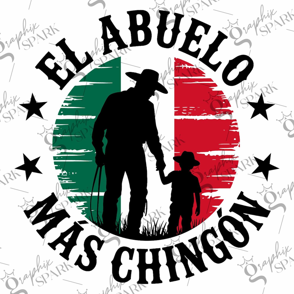 El Abuelo Más Chingón Cowboy PNG: Mexican Grandpa Silhouette (digital ...