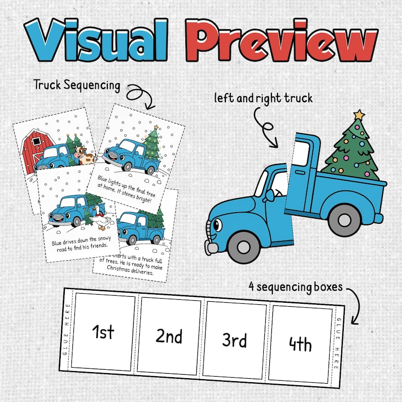 Little Blue Truck Christmas Story Sequencing | Flip Book Template ...