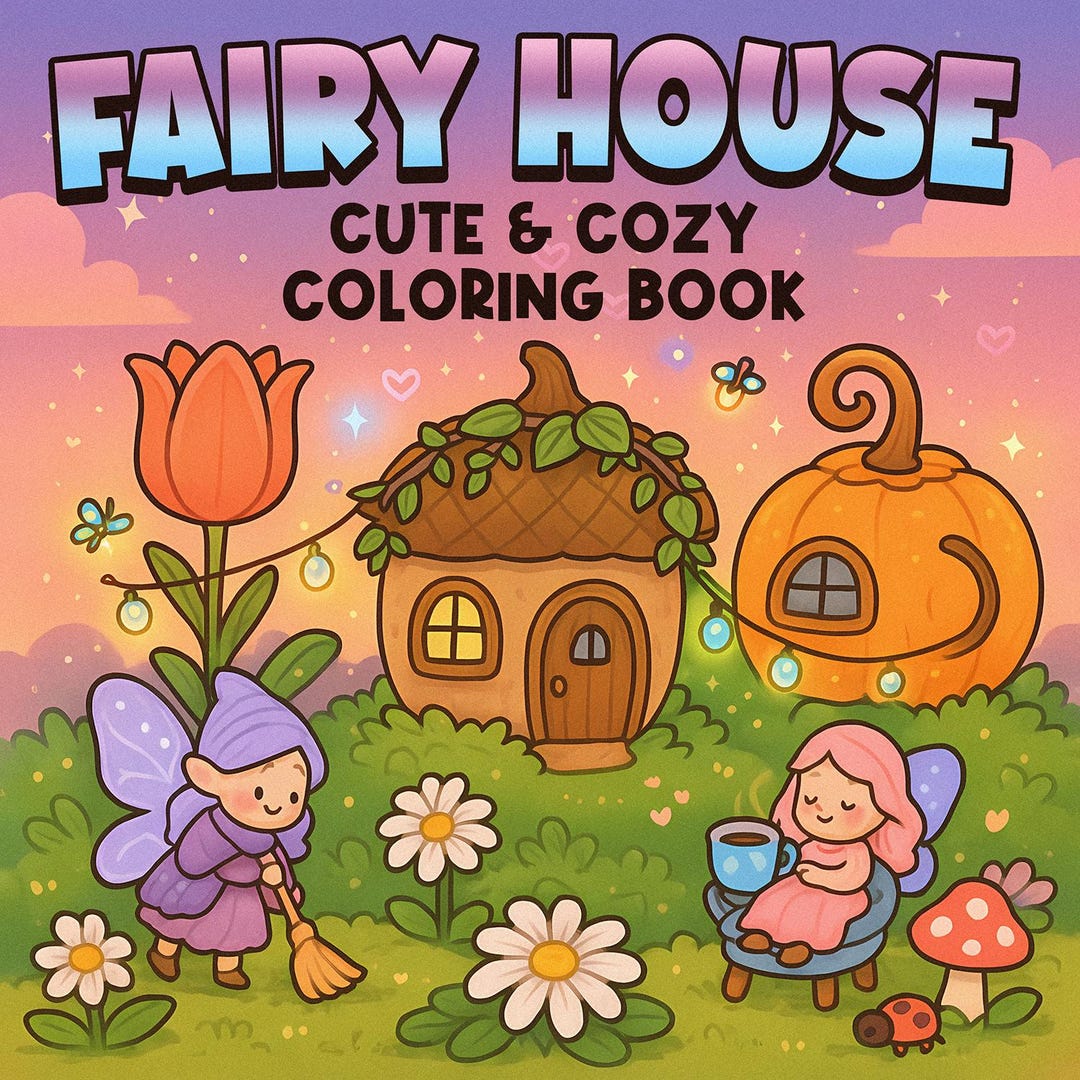 Fairy House Coloring Pages for Kids – 30 Cute Cozy Designs (PDF) - Etsy