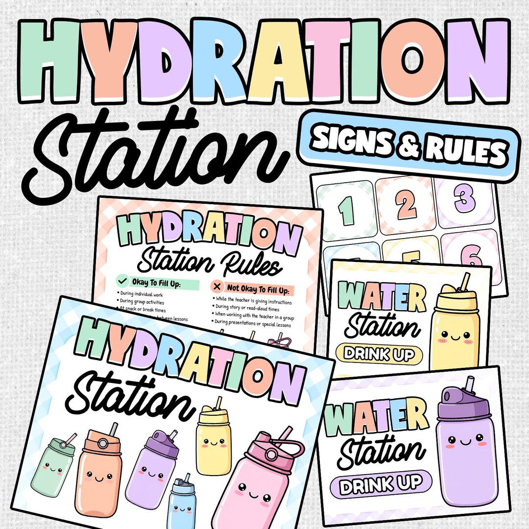 Hydration Station Signs, Posters, Rules and Number Labels | Editable ...
