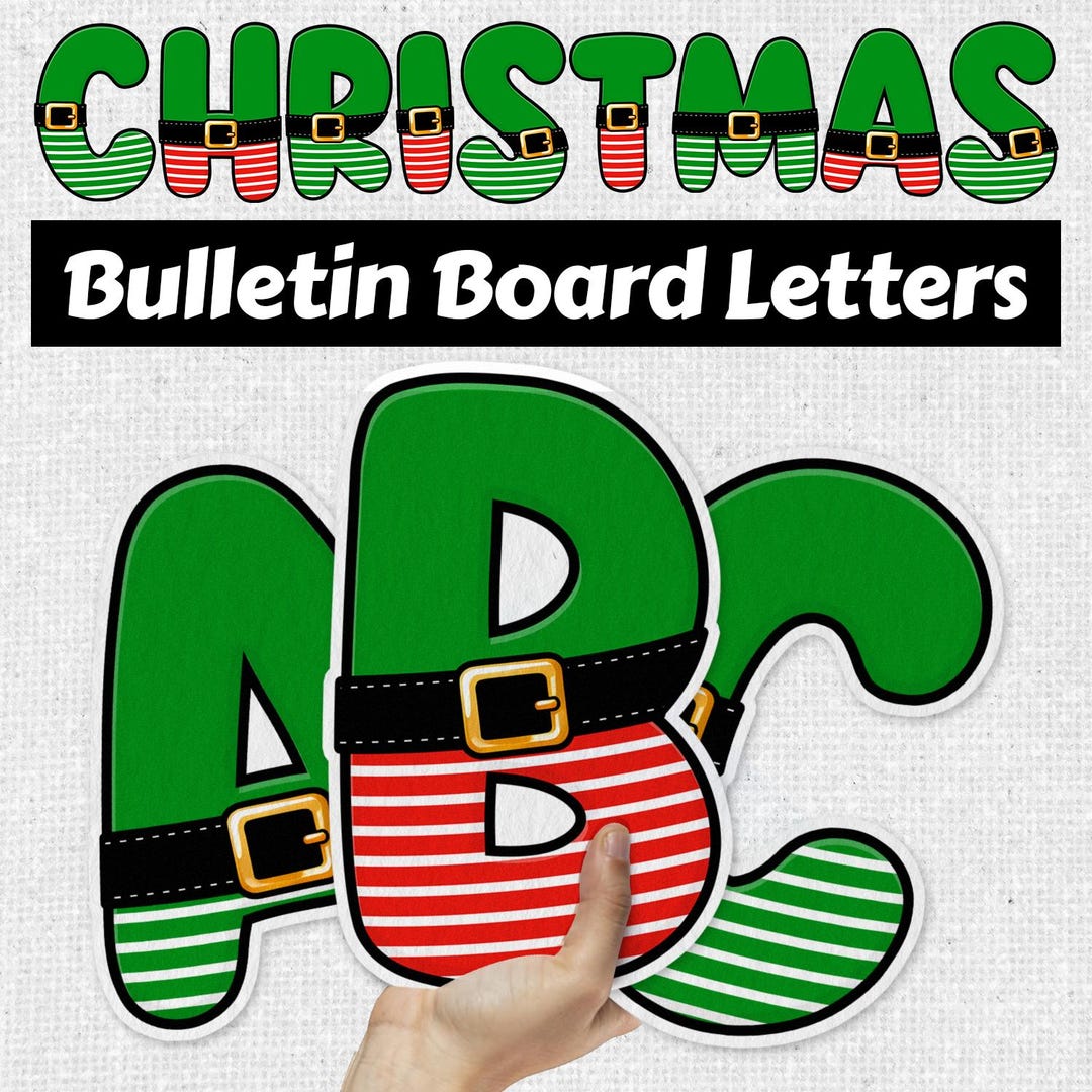 Christmas Bulletin Board Letters and Numbers – Elf Suit Holiday Door ...